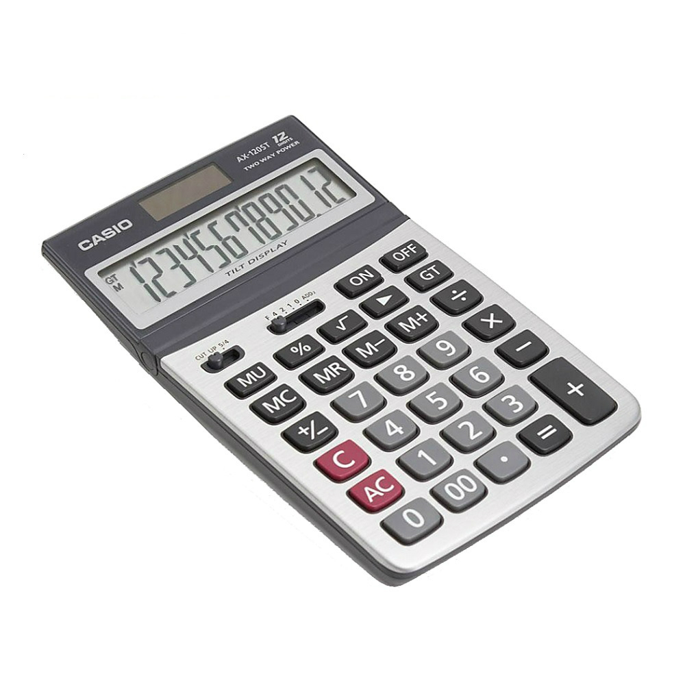 【CASIO卡西歐】12位數雙電源可掀式商用計算機(AX-120ST)-momo購物網