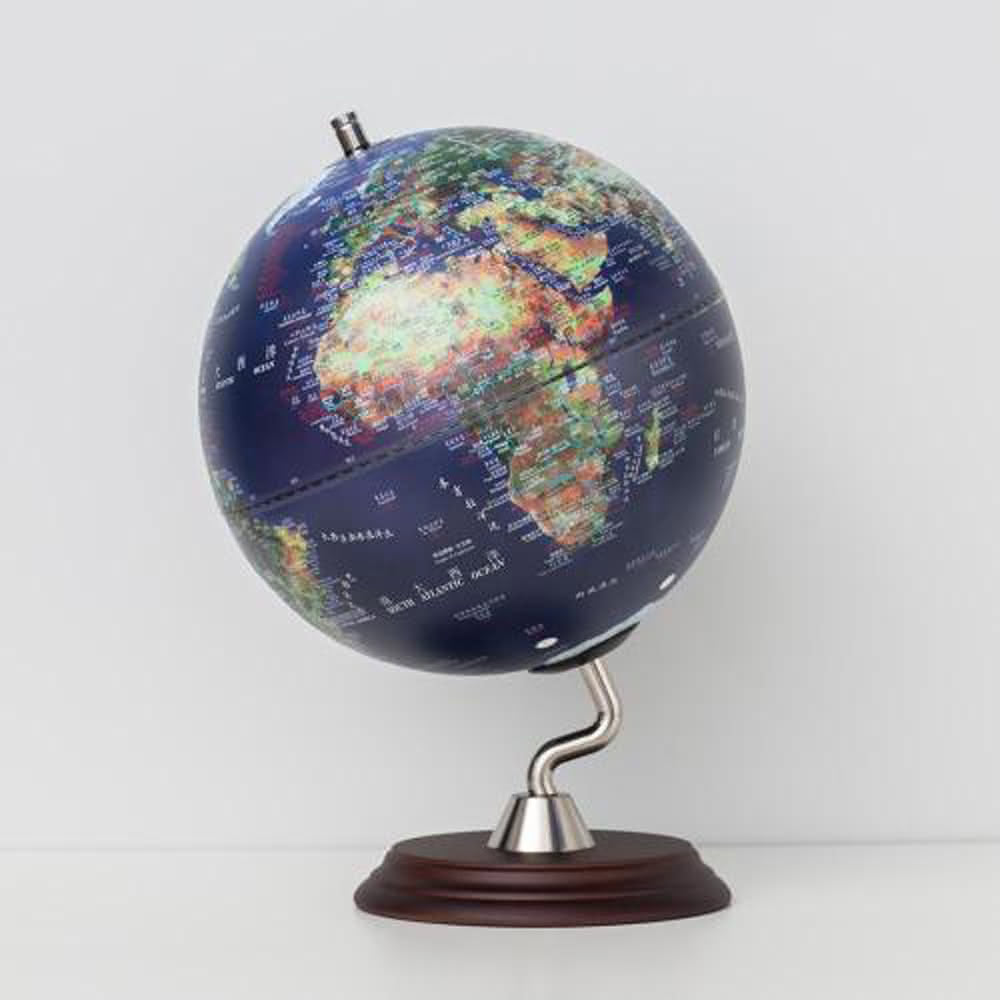【SkyGlobe】10吋衛星觸控鋰電池N型木質底座地球儀-中英文對照(AR互動款)-momo購物網